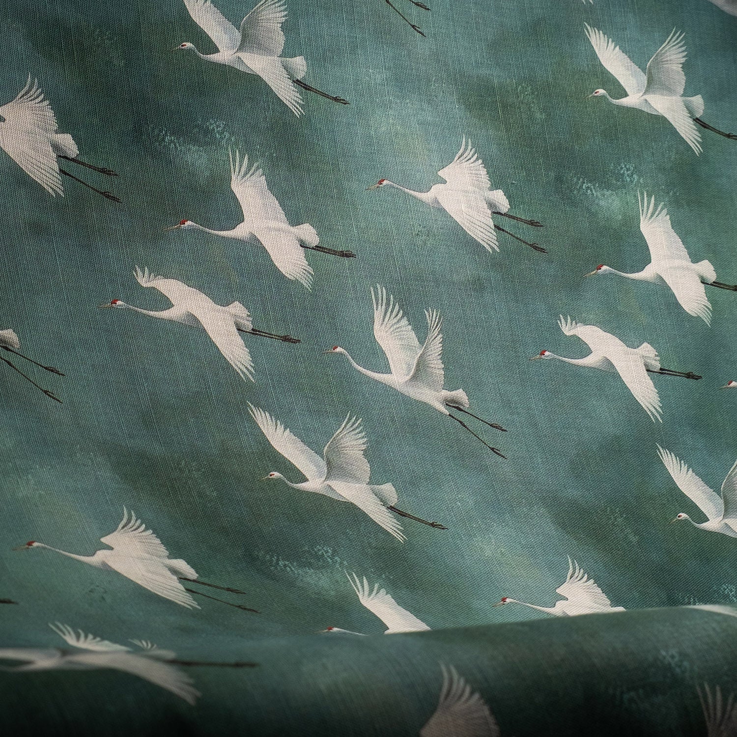 Aviary No.10 Green Bird Upholstery Fabric | Saint and Poet