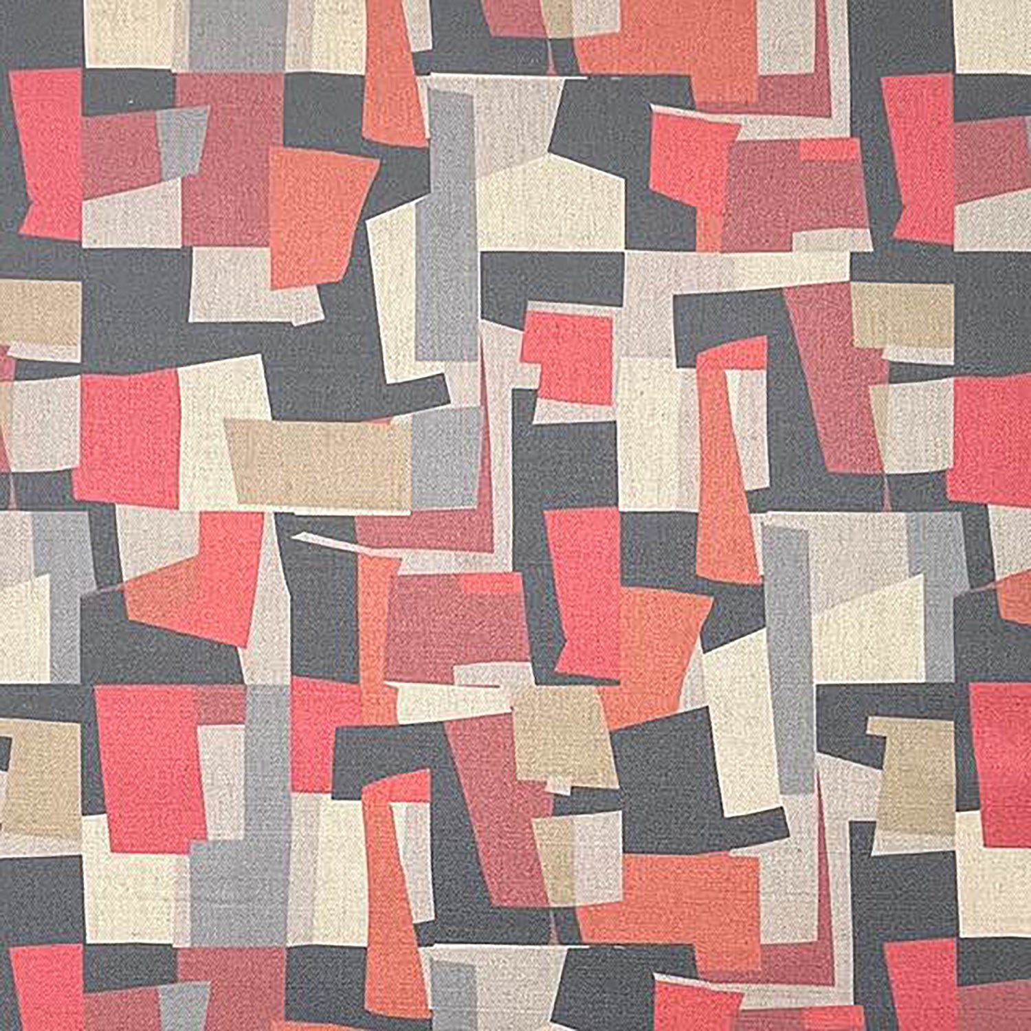 Collage No.2 Abstract Upholstery Fabric – Warm Terracotta & Charcoal
