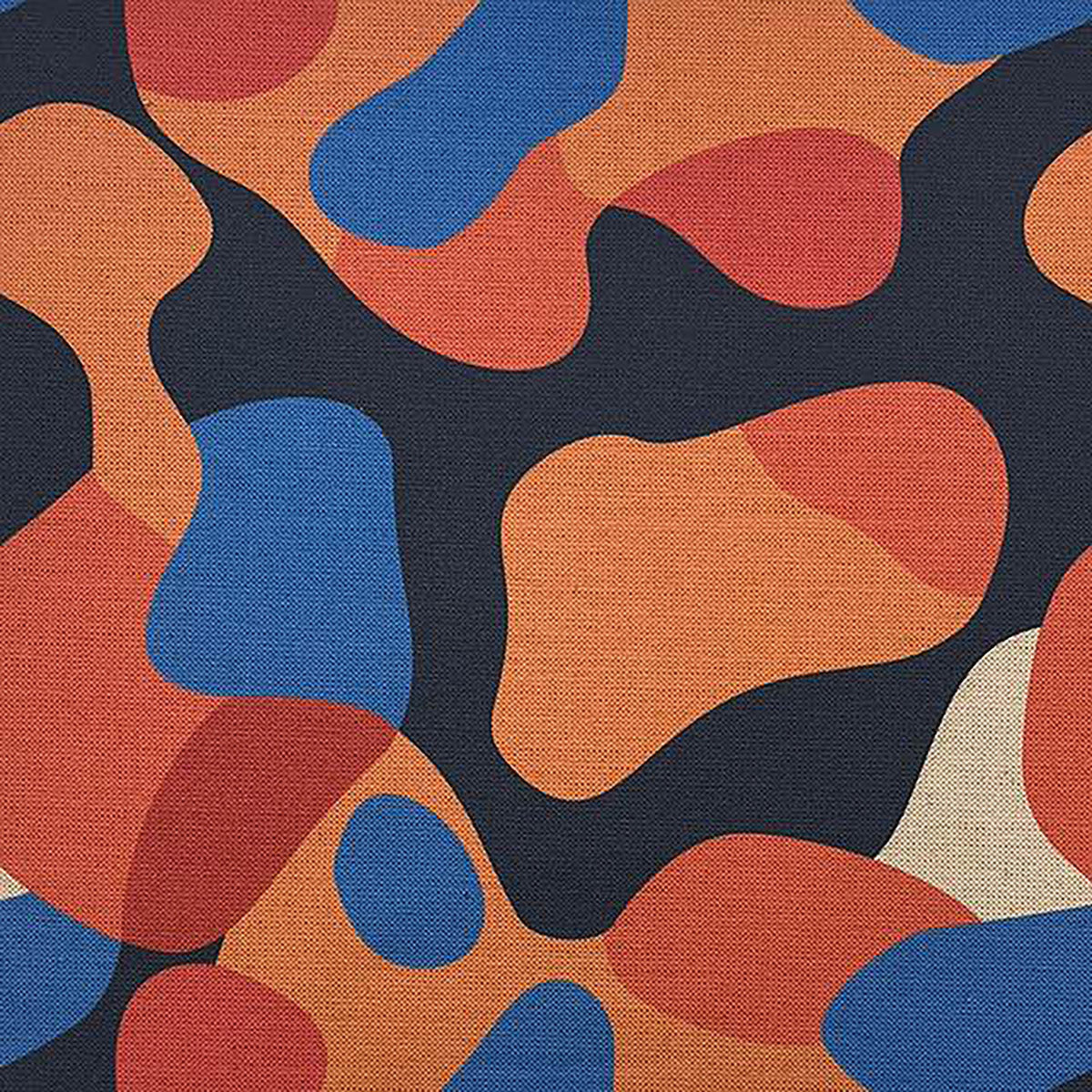 Creation No.1 Organic Abstract Upholstery Fabric – Rust, Cobalt & Navy