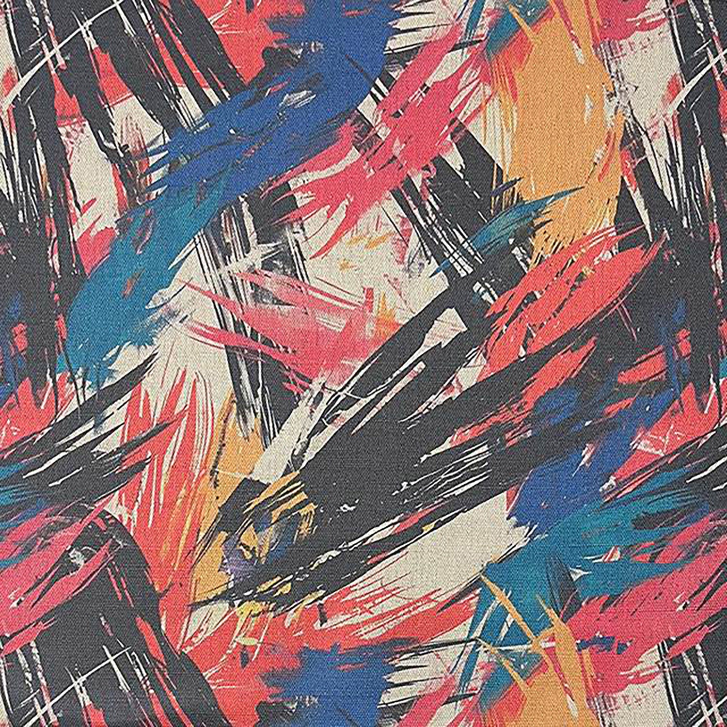 Dash No.4 Brushstroke Upholstery Fabric in Blue, Red & Sienna