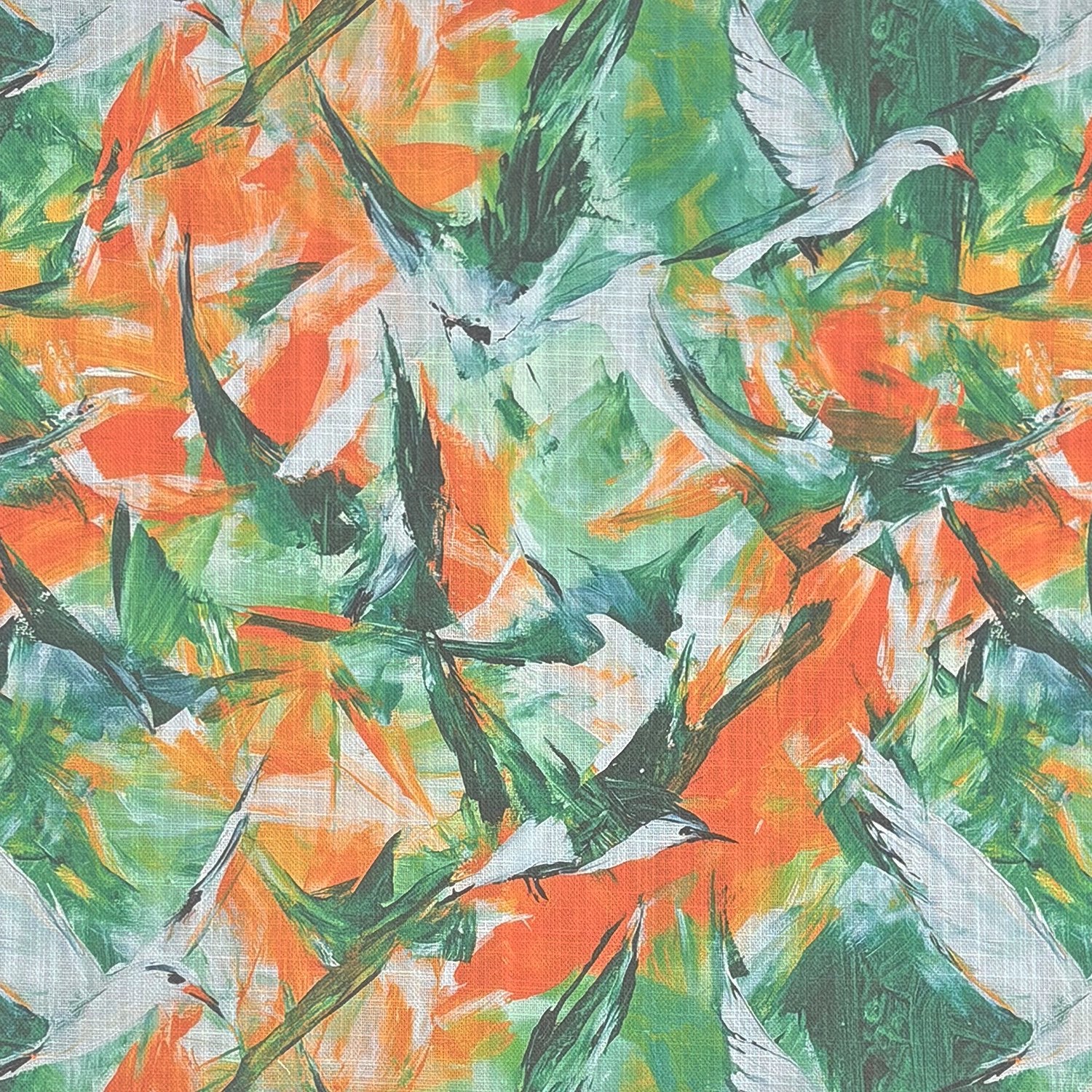 Expressionism No.10 – Green Bird Upholstery Fabric | Saint and Poet