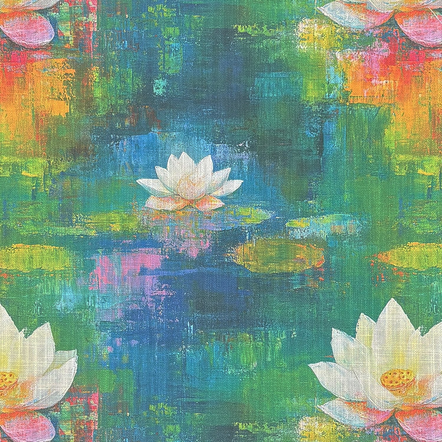 Expressionism No.2 – Multicoloured Upholstery Fabric with Waterlilies